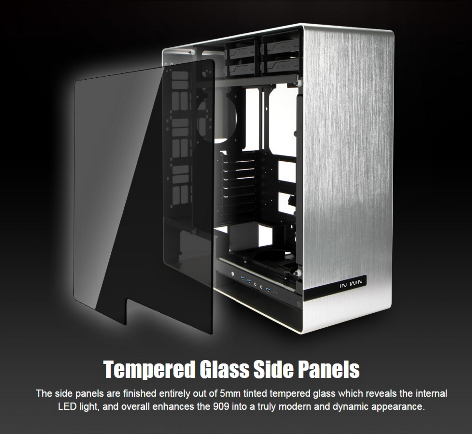 InWin 909 Black Aluminium Full Tower with Tempered Glass Side Panel ...